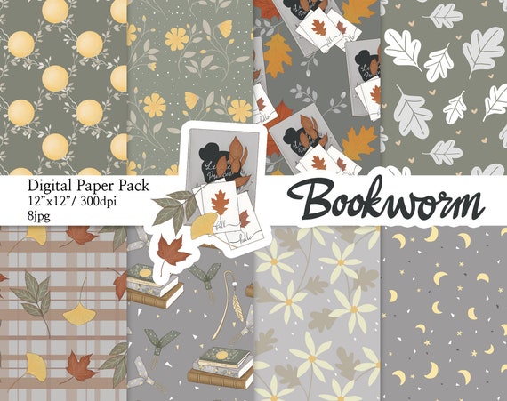 Bookworm Paper Cozy Pattern Flower Pattern Planner Sticker | Etsy