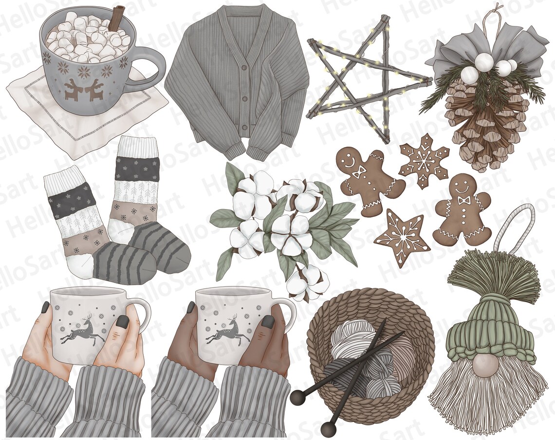 Cozy Winter Clipart Winter Clipart Christmas Clipart Girl - Etsy