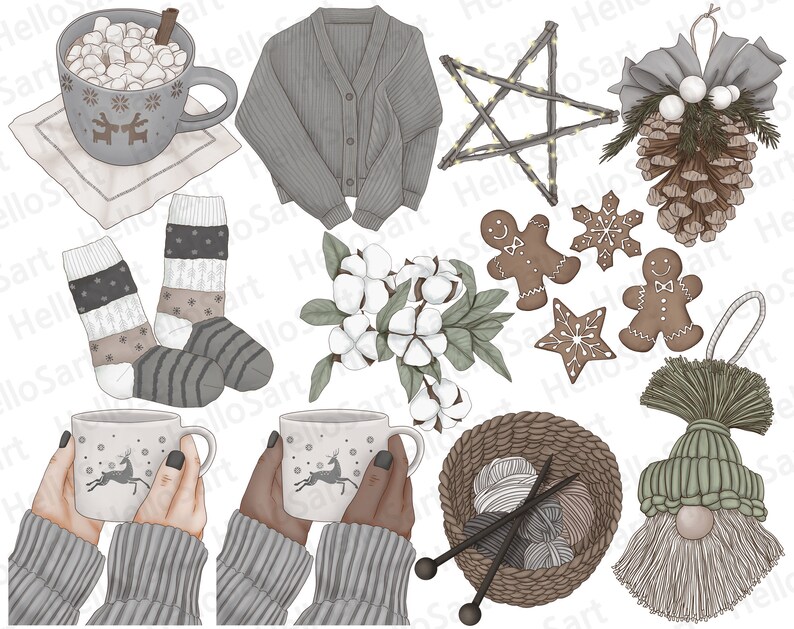 Cozy Winter Clipart Winter Clipart Christmas Clipart Girl - Etsy