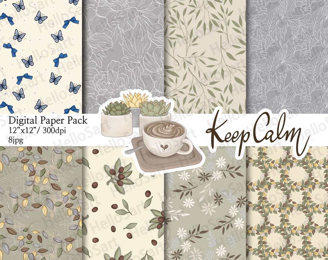 Keep Calm Paper Cozy Pattern Leaf Pattern Fashion Planner Sticker ...