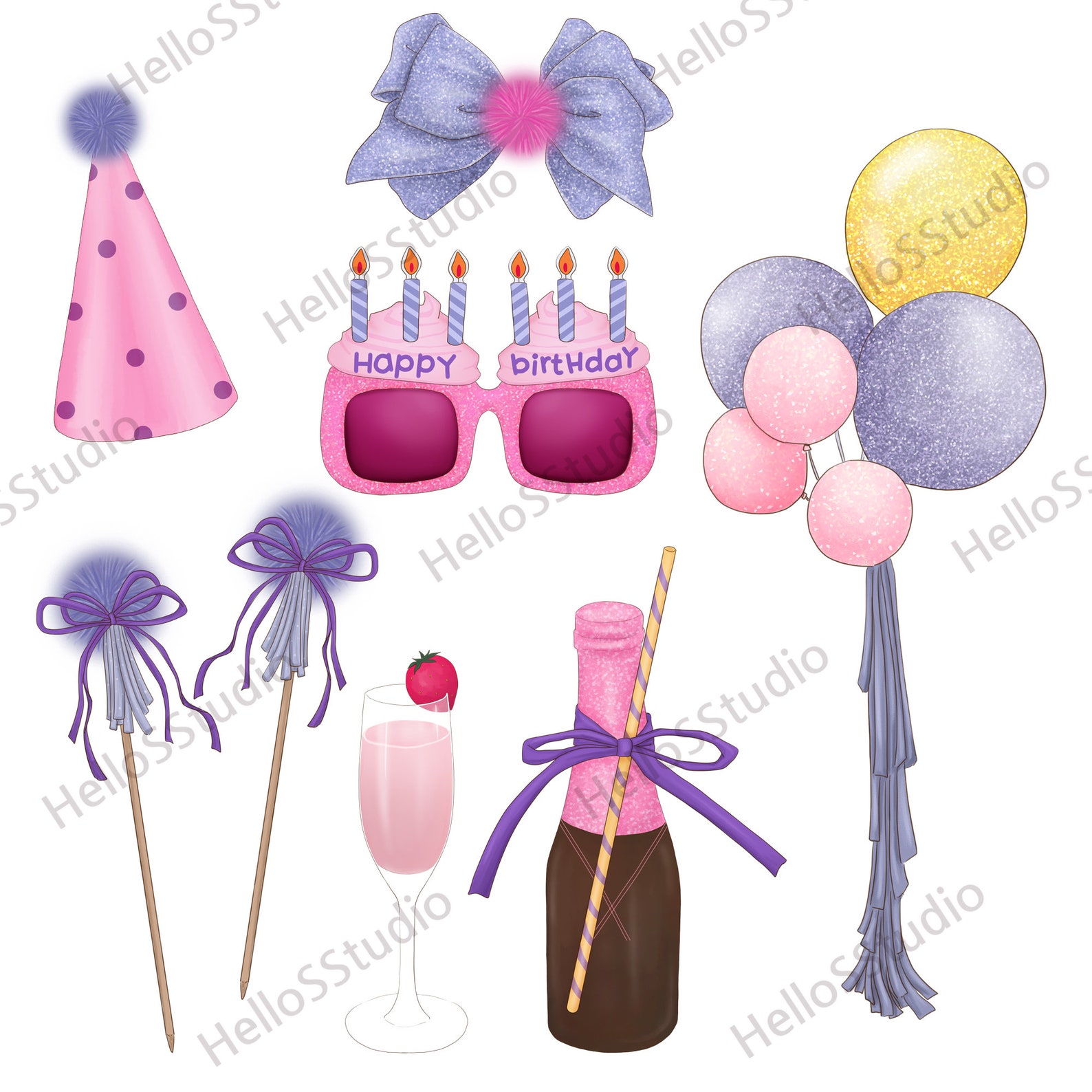Birthday Clipart Party Fashion Balloon Clip Art Girl Clipart - Etsy
