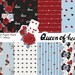 Queen of Hearts Digital Paper: Valentine Scrapbook Pattern (12x12, 8 ...