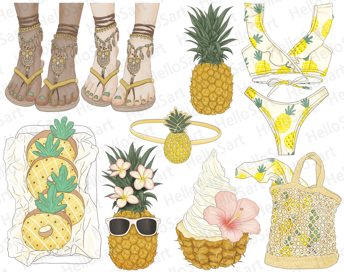 Pineapple Clipart Summer Clipart Tropical Clipart Season - Etsy
