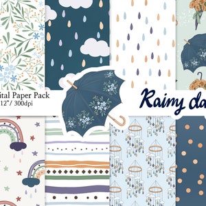 Rainy Day Papers Cloud Patterns Rain Pattern Planner Sticker Digital ...