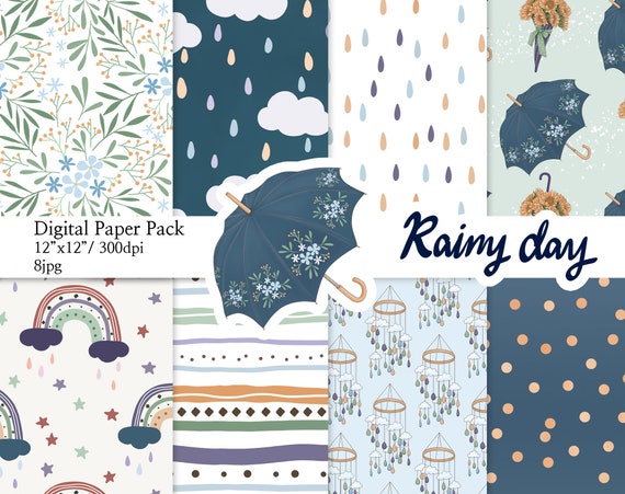 Rainy Day Papers Cloud Patterns Rain Pattern Planner Sticker | Etsy