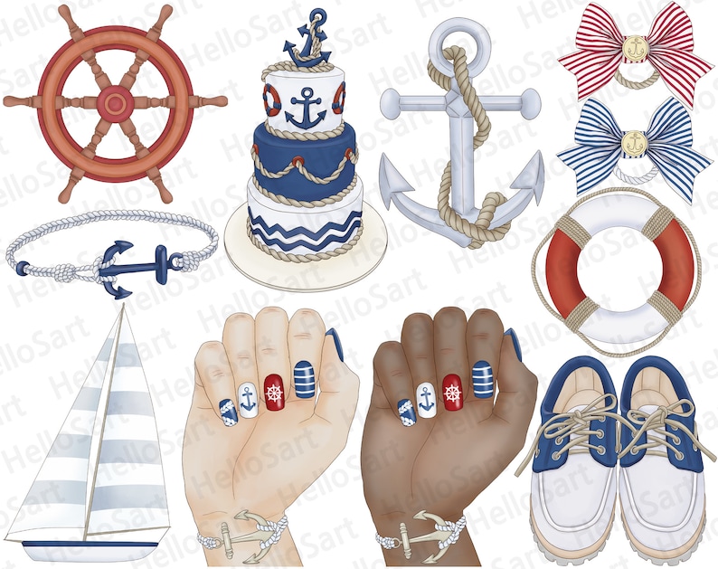 Nautical Clipart Summer Clipart Sailing Clipart Girl Clipart - Etsy