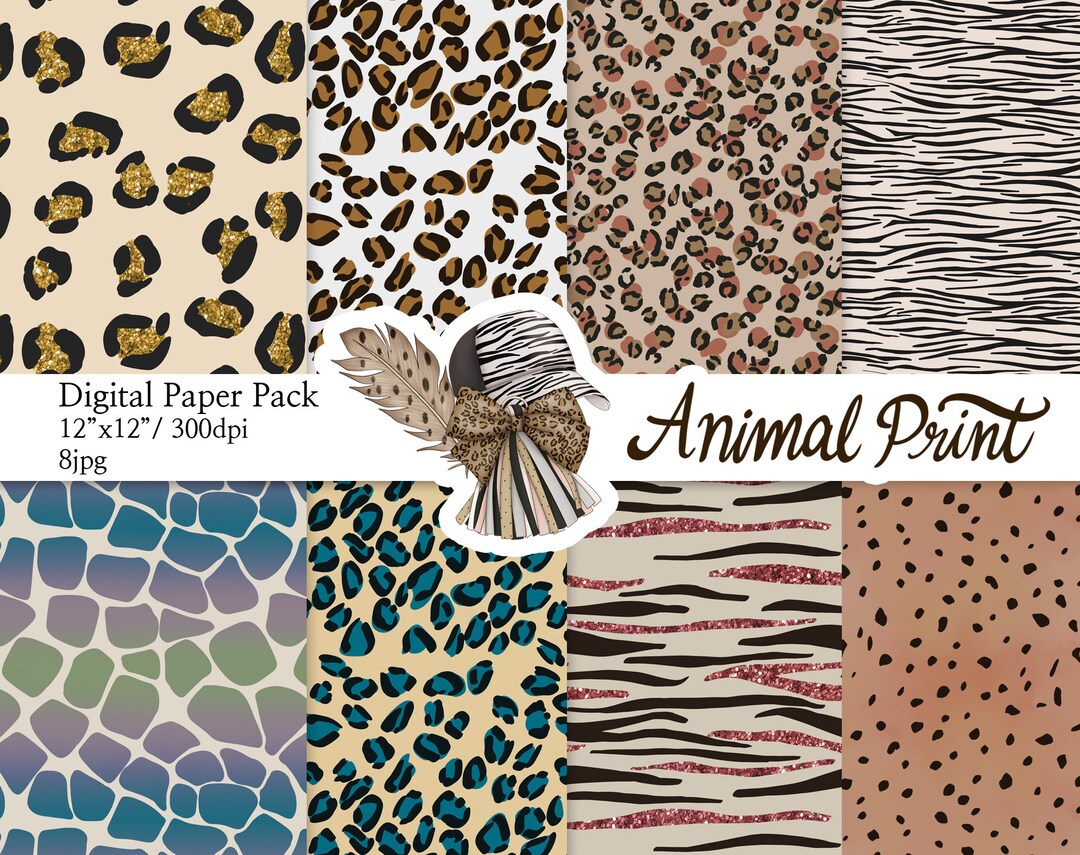 Animal Print Papers Leopard Pattern Zebra Planner Sticker Digital Paper ...