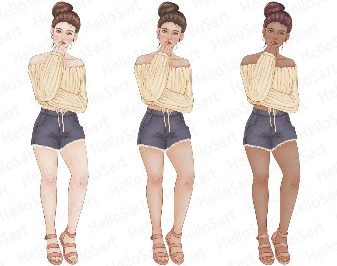 Spring Clipart Flowers Clipart Girl Clipart Girlish Clipart - Etsy