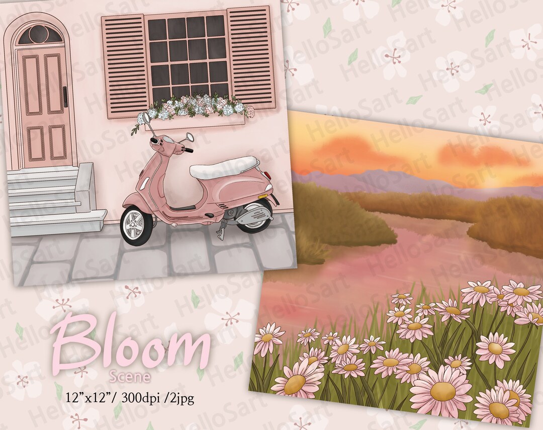 Bloom Scene Spring Aesthetic Flower Scene Floral Planner Graphic ...