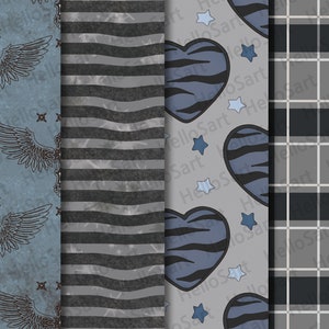Y2K Dark Pattern Digital Paper: Scrapbook Seamless Background (digital ...