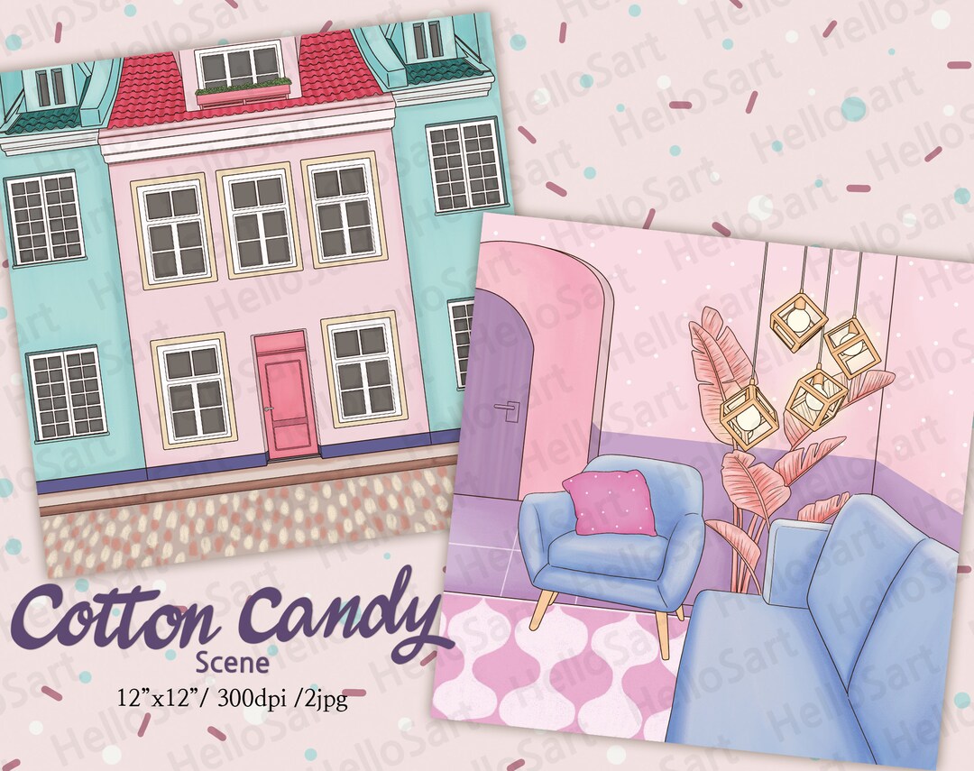 Cotton Candy Scene Pastel Scene Soft Color Scene Planner Graphic ...