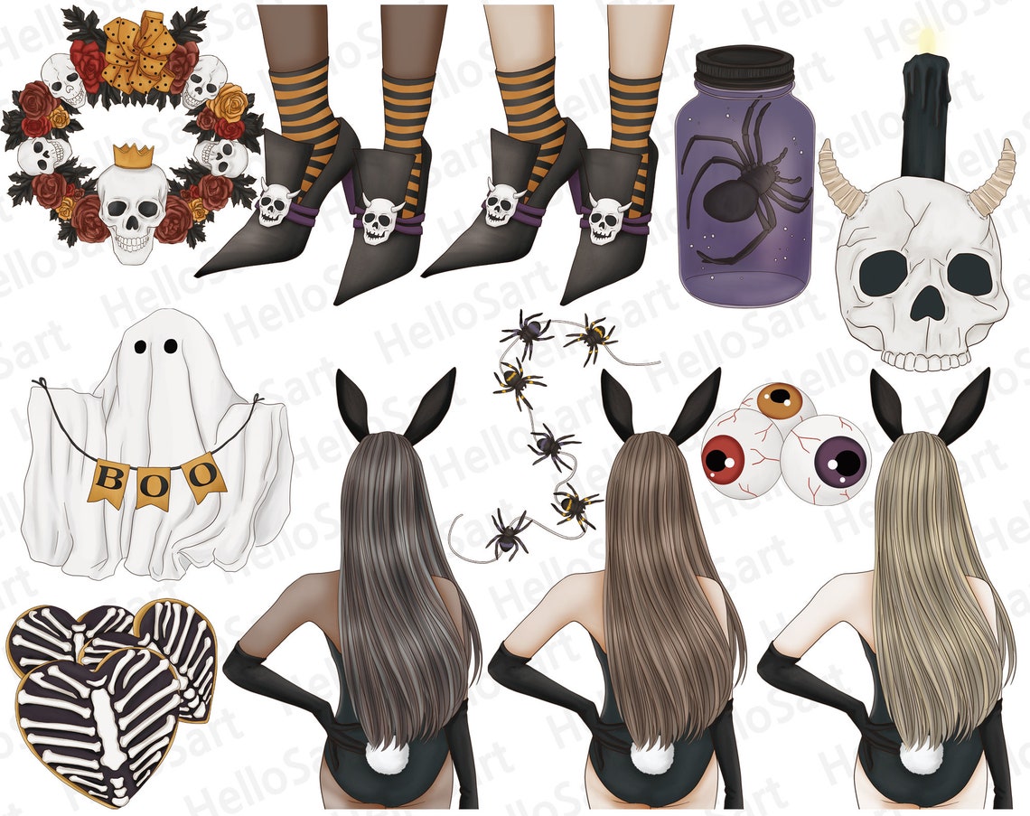 Halloween Day Clipart Spooky Clipart Horror Clipart Girl - Etsy
