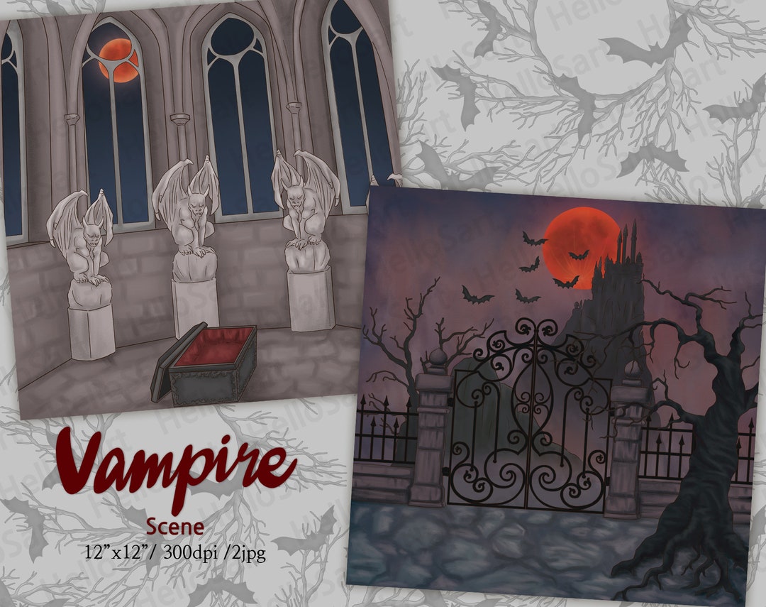 Vampire Scene Spooky Scene Halloween Scene Planner Graphic Planner ...