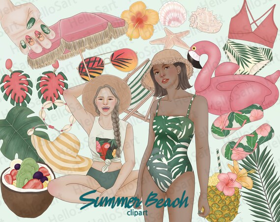 Summer Clipart Beach Clipart Tropical Clipart Season Clipart | Etsy