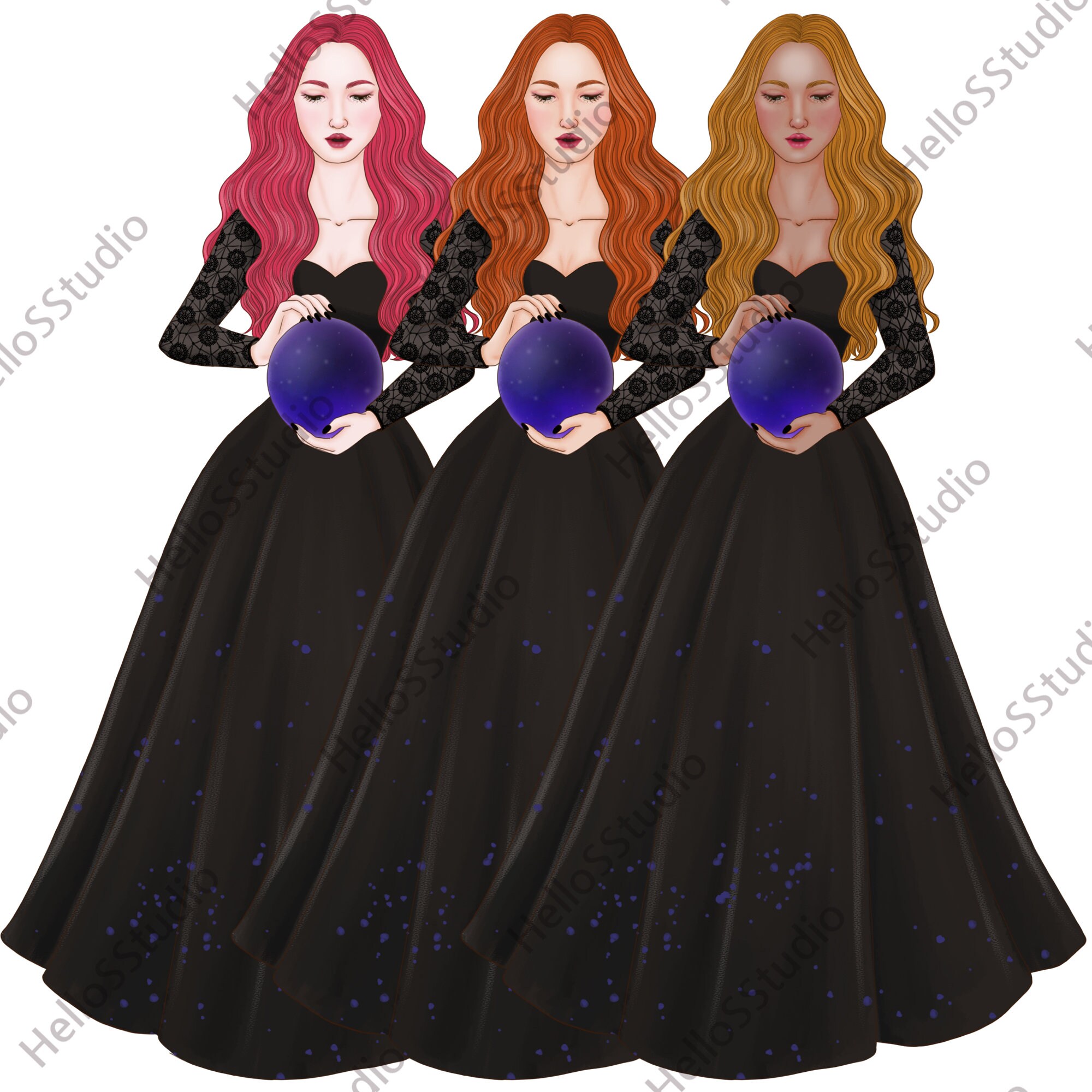 Black Magic Clipart Wizard Clipart Halloween Clipart Girl | Etsy