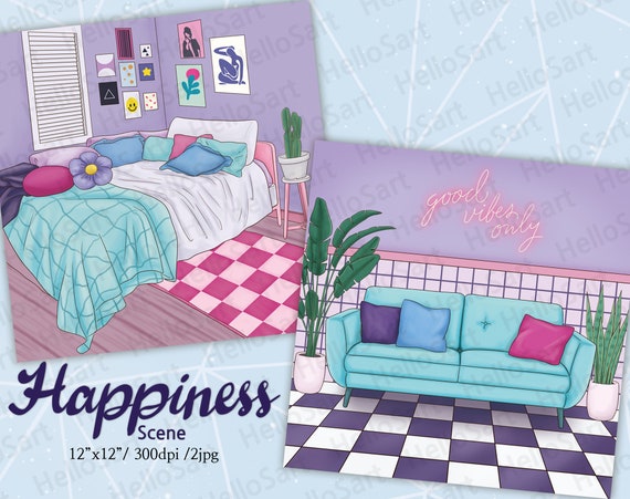 Happiness Scene Room Scene Retro Scene Colorful Scene Planner - Etsy