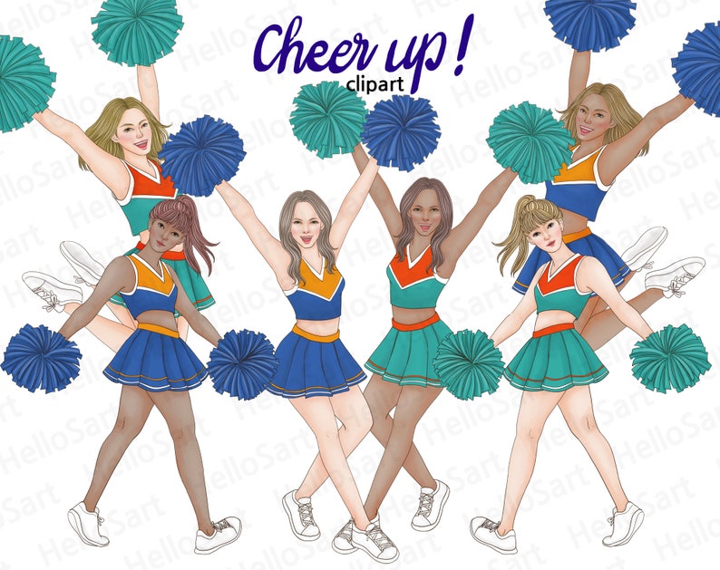 Cheer up clipart Cheerleader ClipArt girl Clipart woman | Etsy