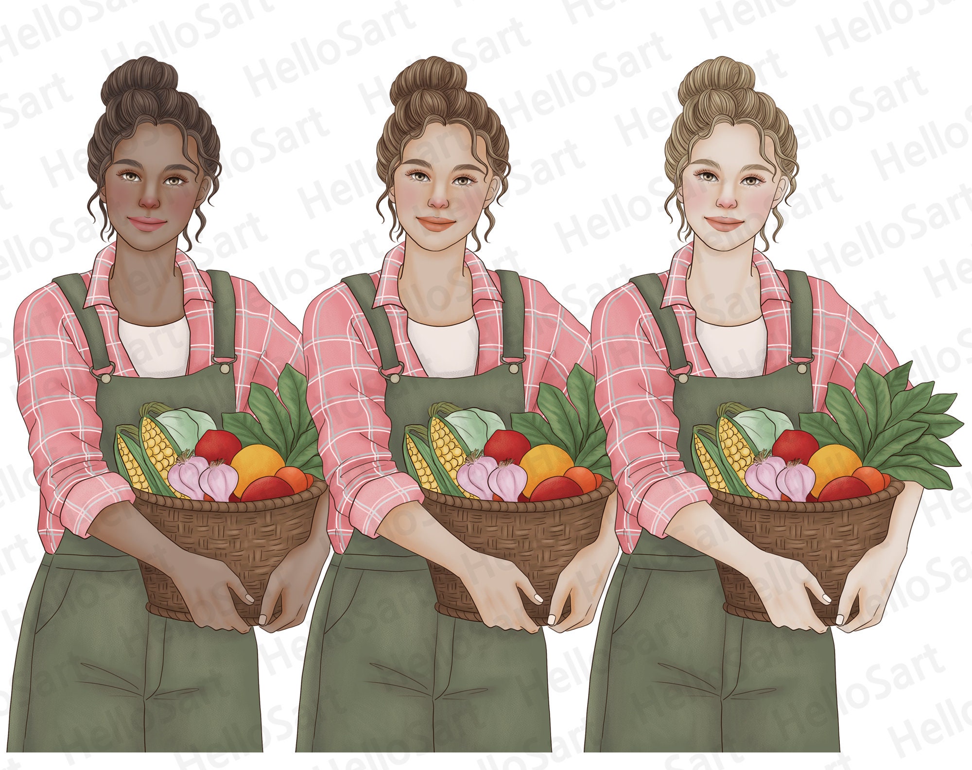 Give Thanks Clipart Harvest Clipart Fall Clipart Girl Clipart - Etsy