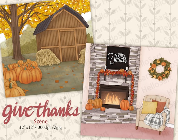 Give Thanks Scene Harvest Scene Thanksgiving Day Scene Planner - Etsy