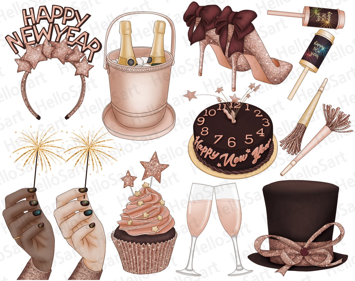 New Year's Eve Clipart Party Clipart Glam Clipart Girl - Etsy