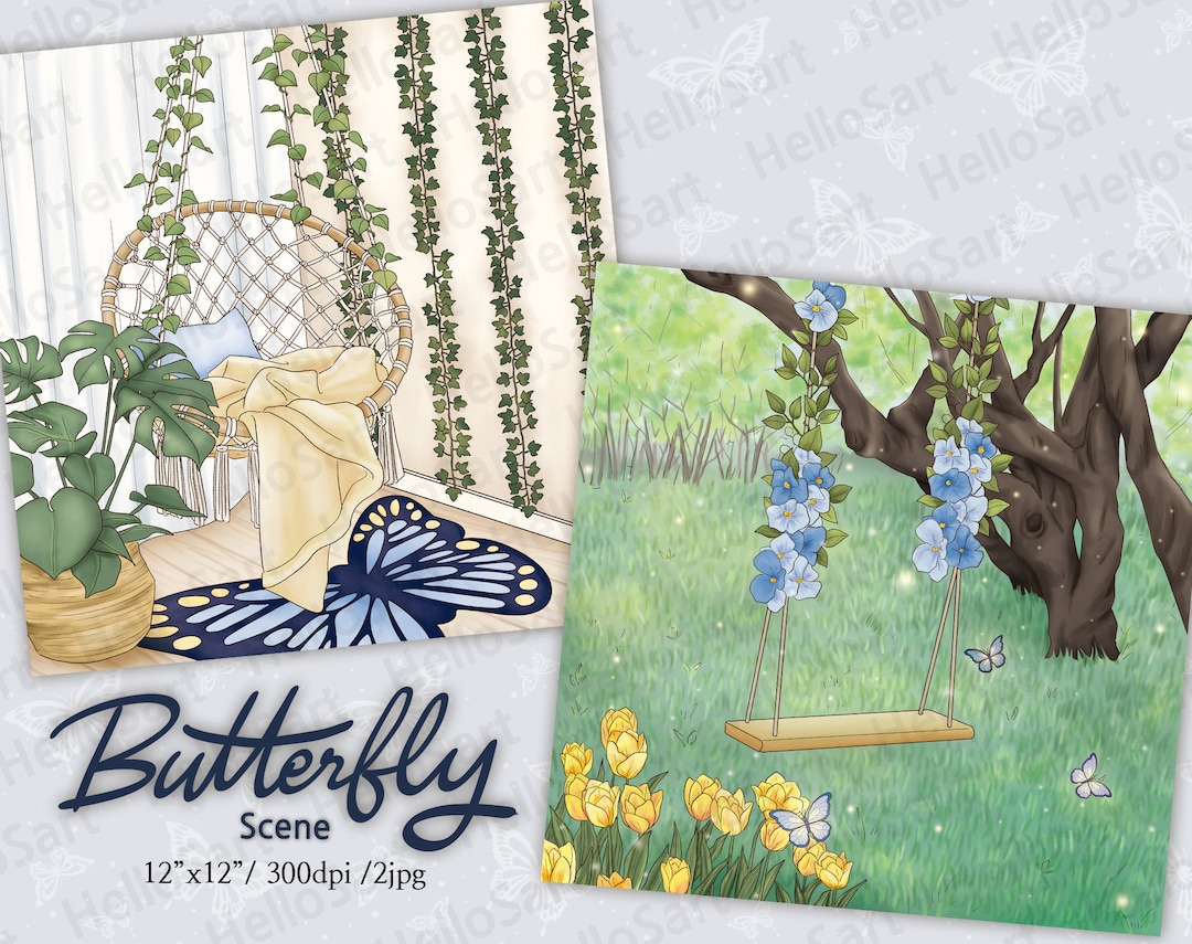 Butterfly Scene Greenery Scene Spring Scene Floral Scene Planner ...