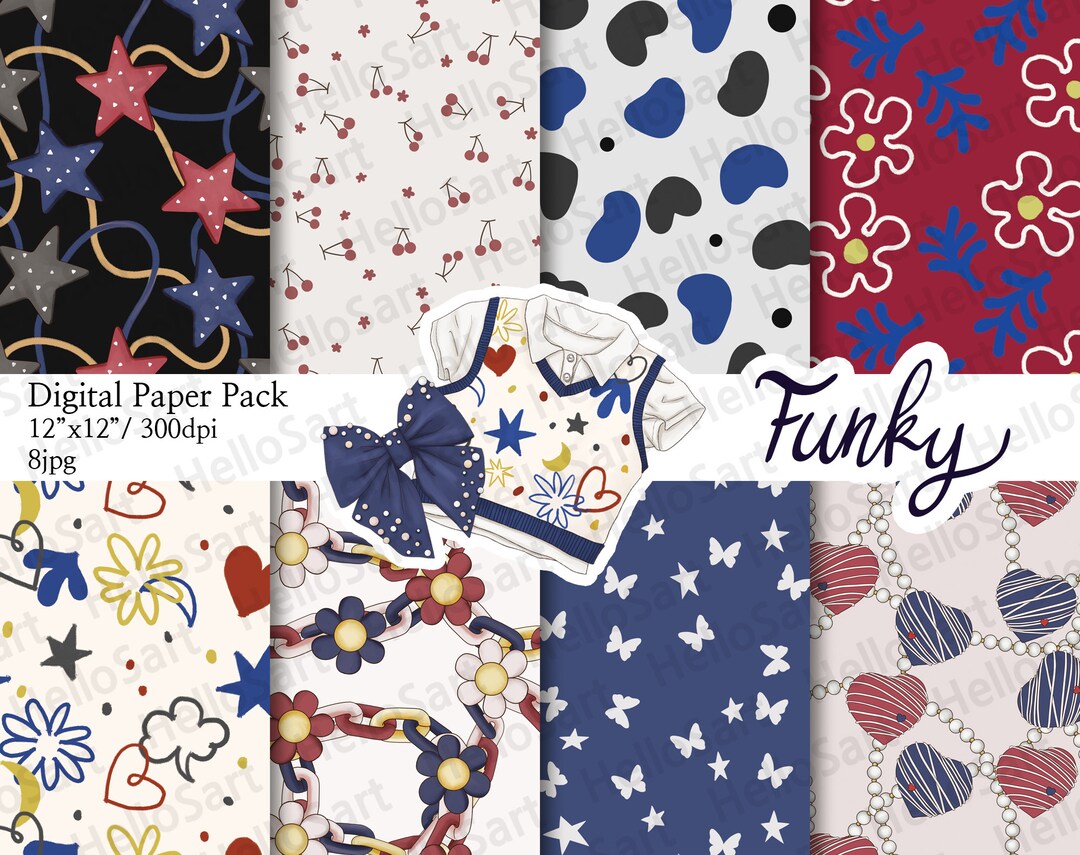 Funky Paper Colourful Pattern Kitsch Aesthetic Planner Sticker Digital ...
