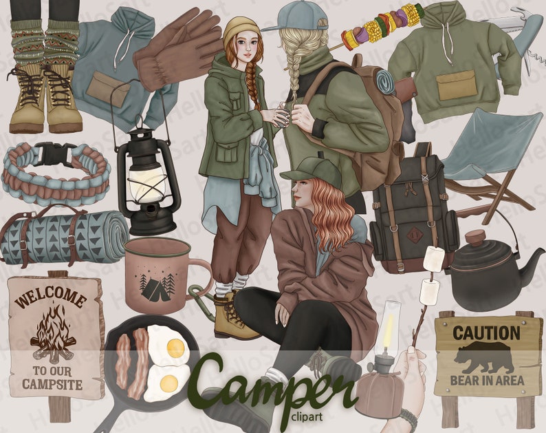 Camper Clipart Hiking Clipart Camping Clipart Girl Clipart - Etsy Canada