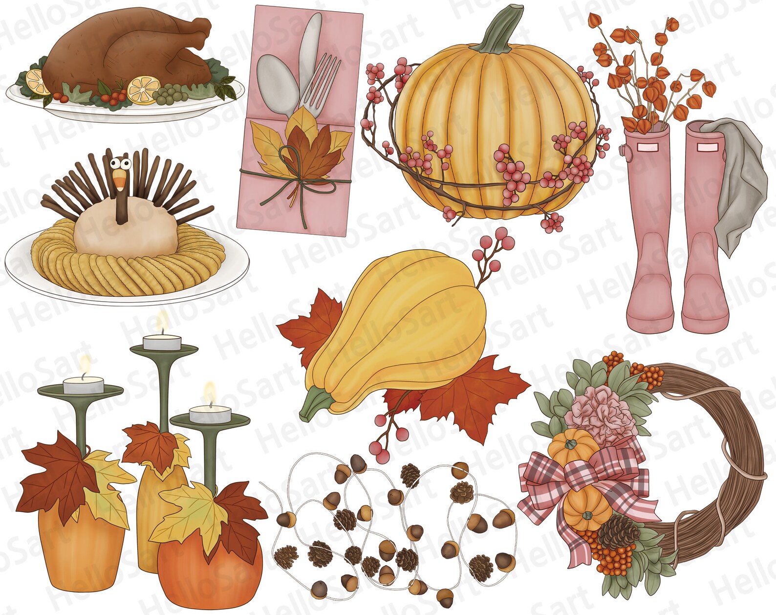 Give Thanks Clipart Harvest Clipart Fall Clipart Girl Clipart - Etsy