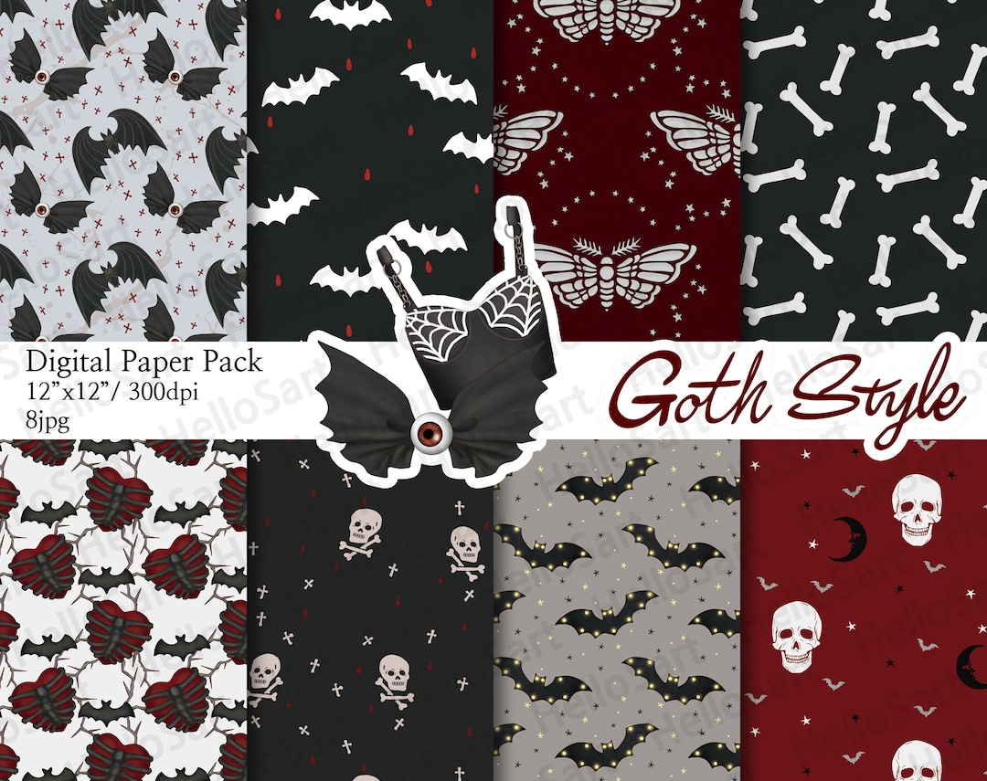 Goth Style Paper Halloween Pattern Spooky Aesthetic Planner Sticker ...