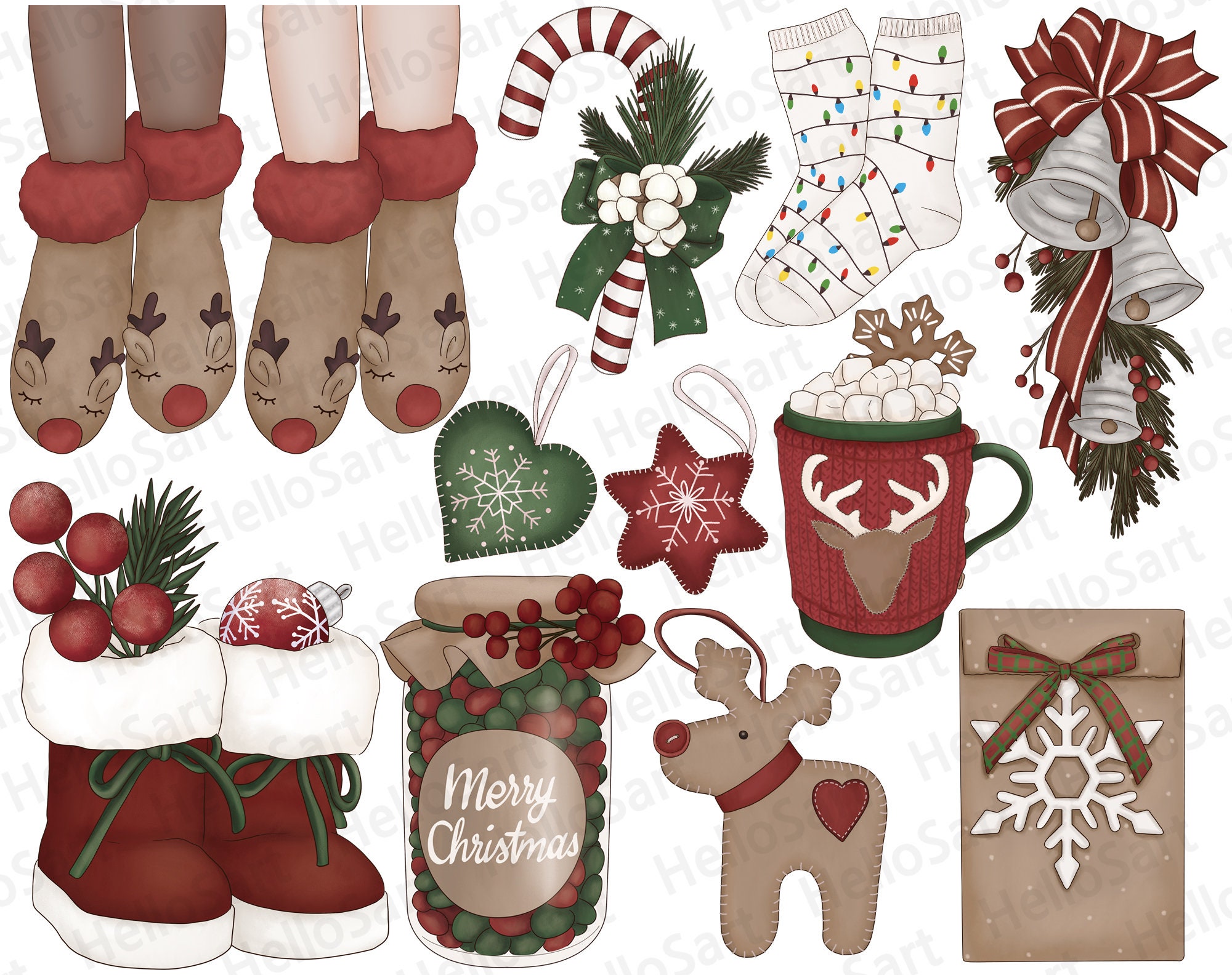 Christmas Clipart: Cozy Winter Girls, Hand-drawn Graphics (PNG) - Etsy