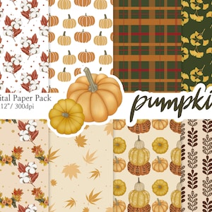 Pumpkin Fall Papers Cozy Autumn Pattern Boho Planner Sticker Digital ...