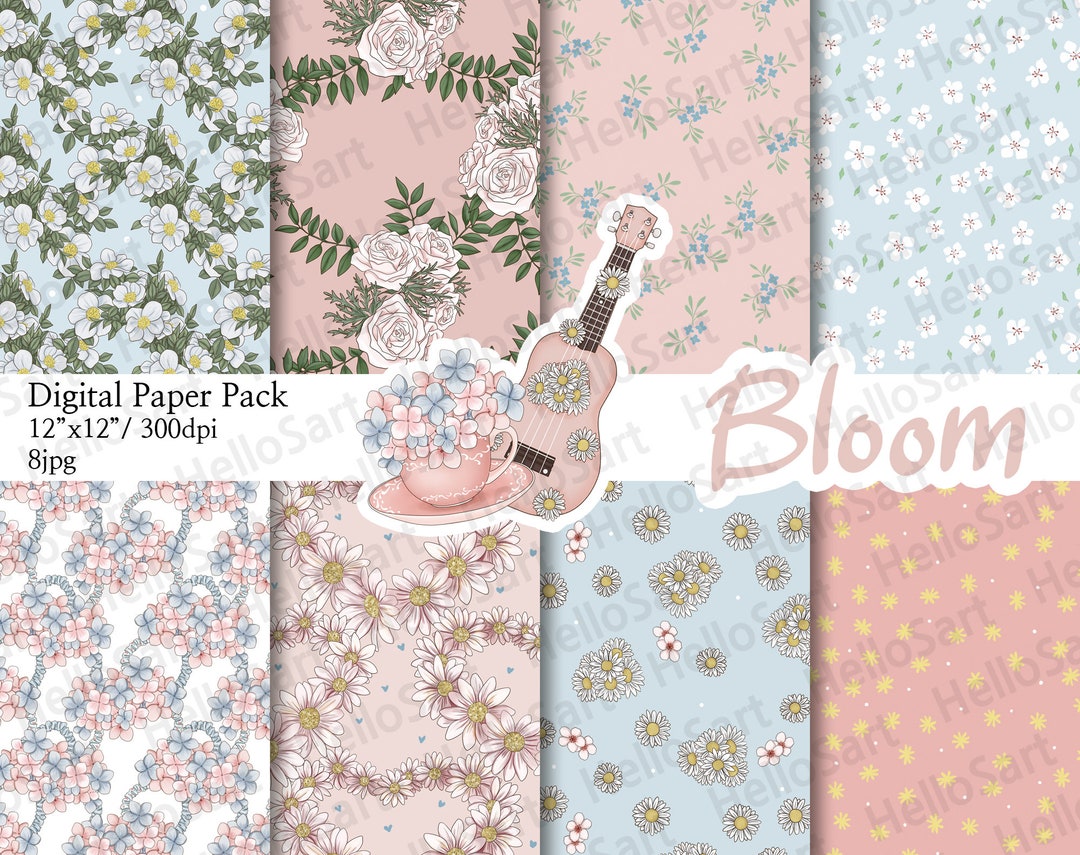 Bloom Paper Flower Pattern Spring Pattern Floral Planner Sticker ...