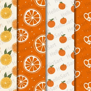 Orange Citrus Pattern Digital Paper: Hand-drawn Scrapbook Background ...
