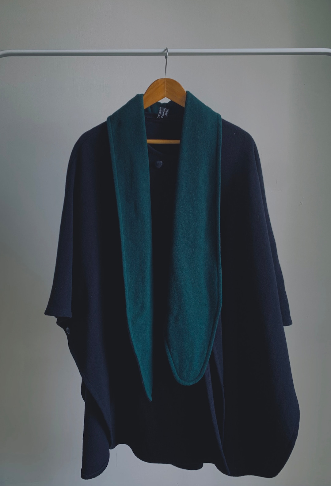 Classic Navy Blue Wool Cape With Reversible and Detachable Scarf - Etsy