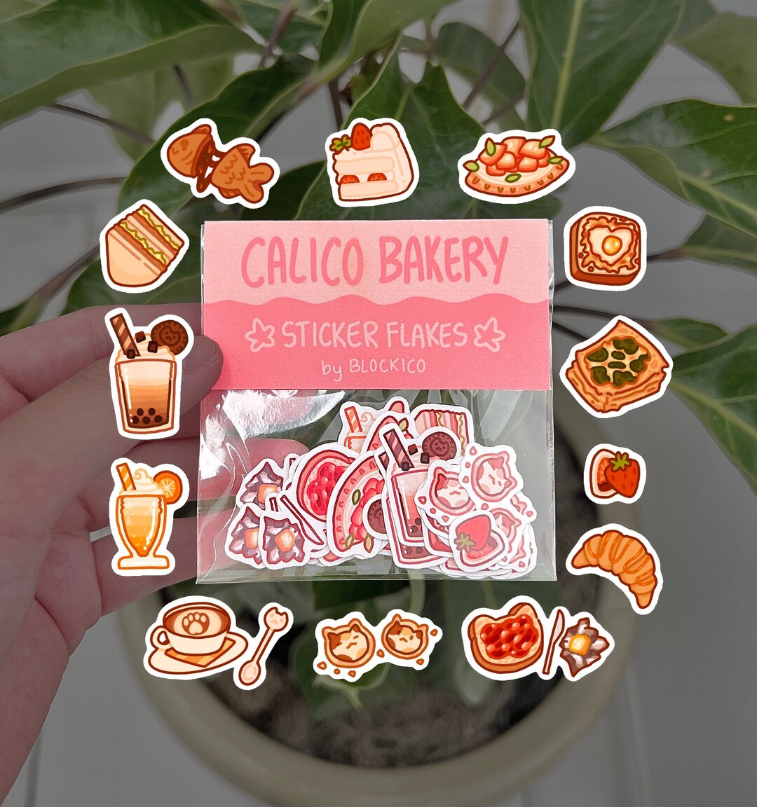 Calico Bakery STICKER FLAKES Matte Water-resistant Food Stickers - Etsy