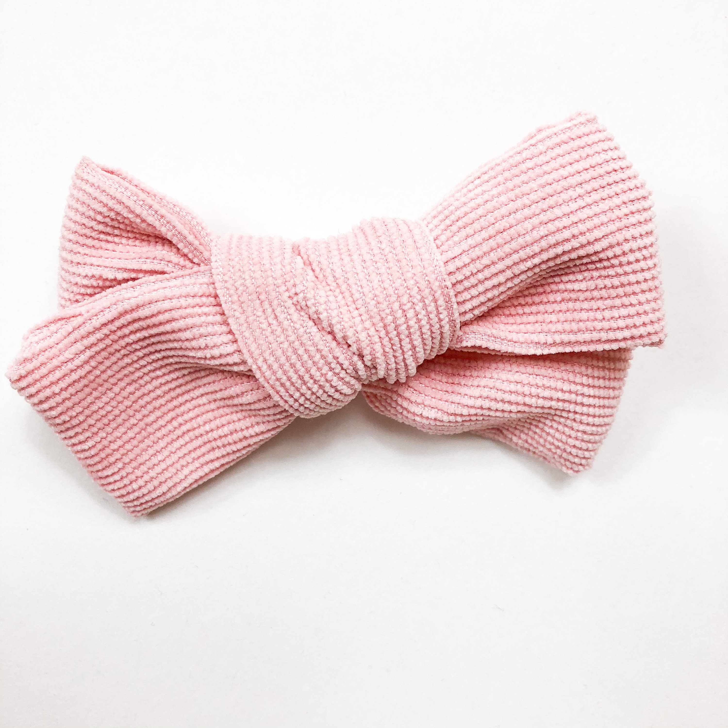 Light Pink Corduroy Bow, Pig Tail, Pinwheel, Minimal Bow, Simple Bow ...