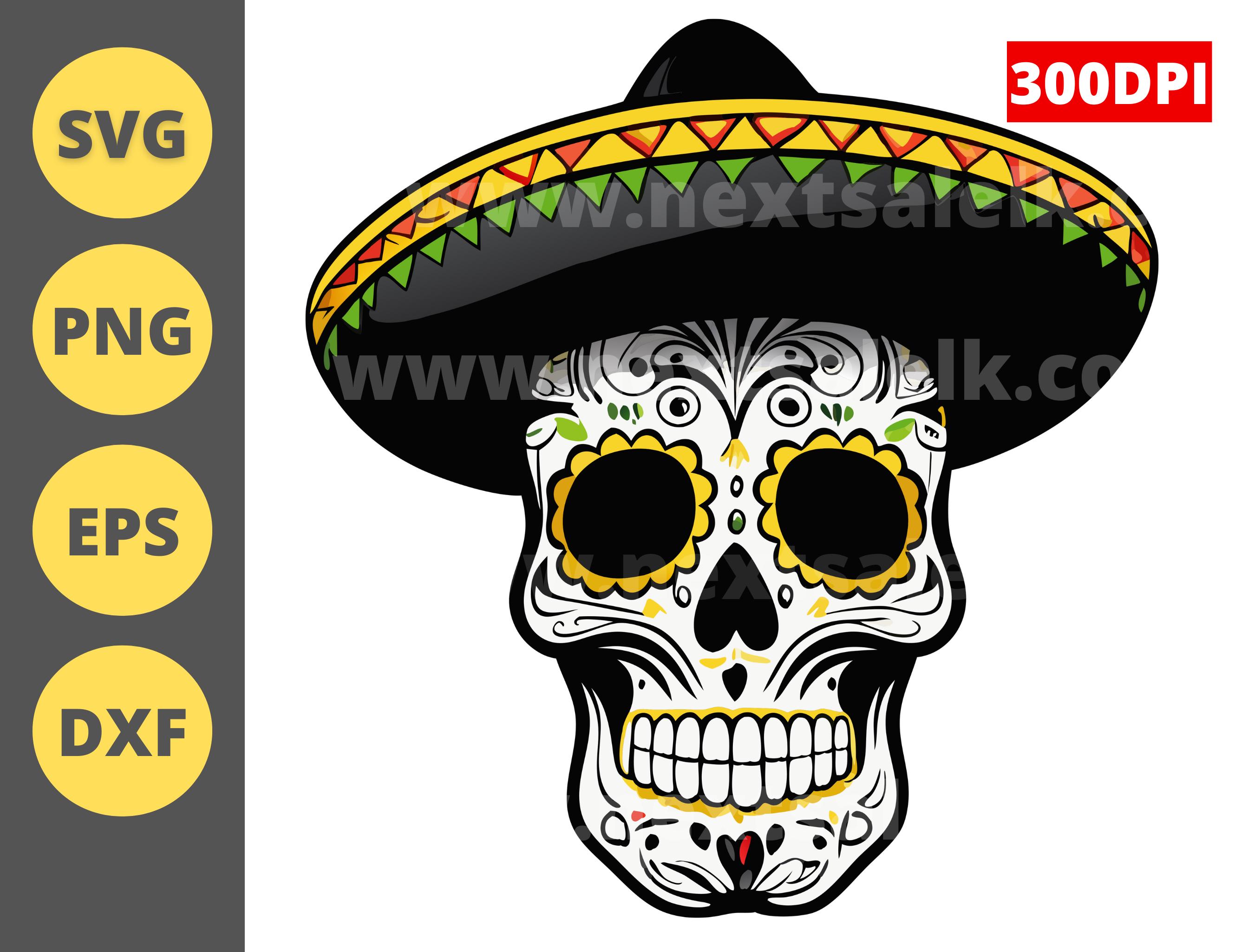 Fiesta Skull Vibe Sombrero Edition SVG, PNG, Vector Clipart - Mexican ...