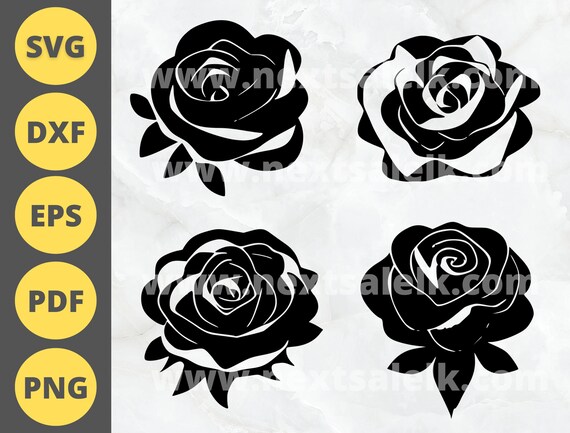 4 Roses Svg Vector Art Bundle Flower Svg Bundle Floral Svg - Etsy