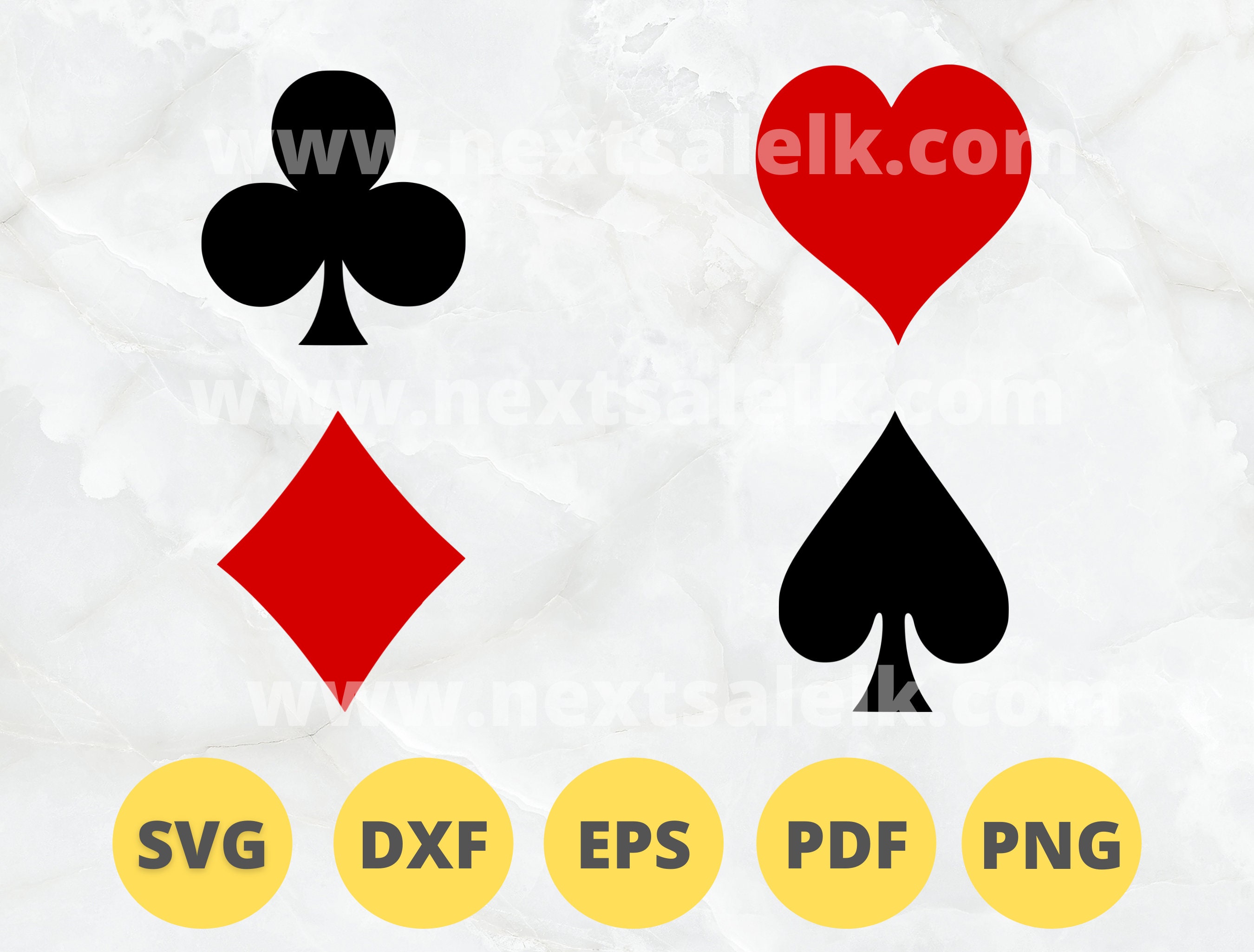 Playing Card Suits SVG, Poker Cards Symbols Vectors, Cut File, Clip Art ...