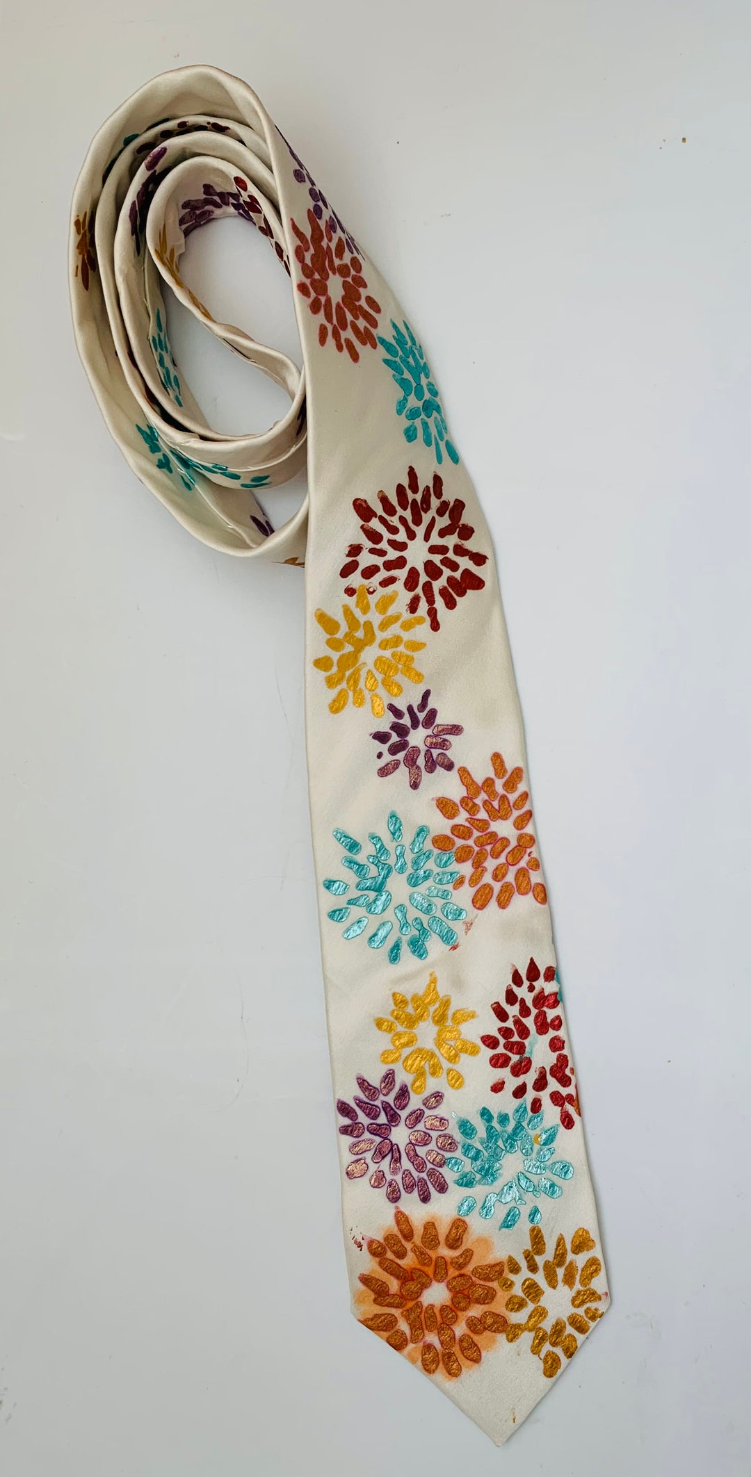 Hand Painted Silk Ties, #4, One of a Kind, Abstract Designs - Etsy