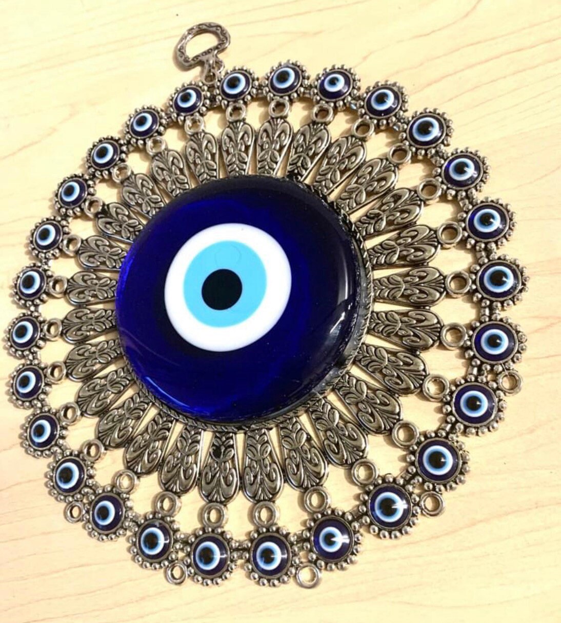 Large Glass Blue Evil Eye Wall Hanging Amulet Ornament Round | Etsy