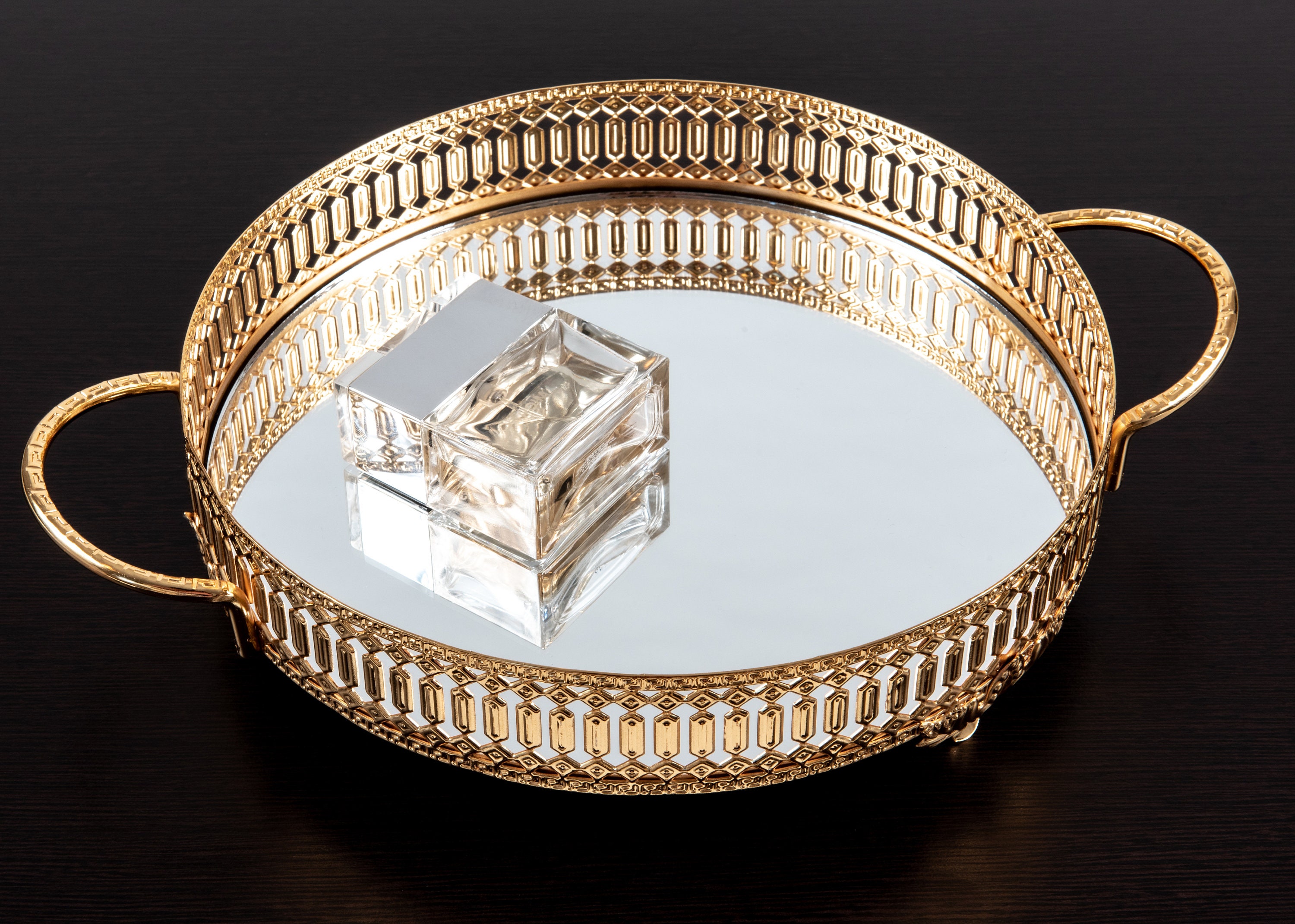 Beautiful Round Mirror Vanity Tray Centerpiece Decorative | Etsy