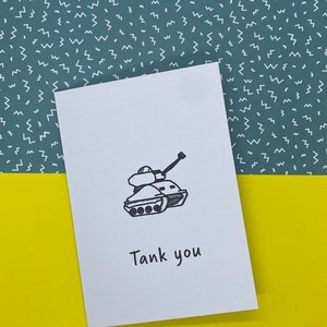 Tank You Thankyou Card Greetings Card Tank Card Funny Birthday Card Pun ...