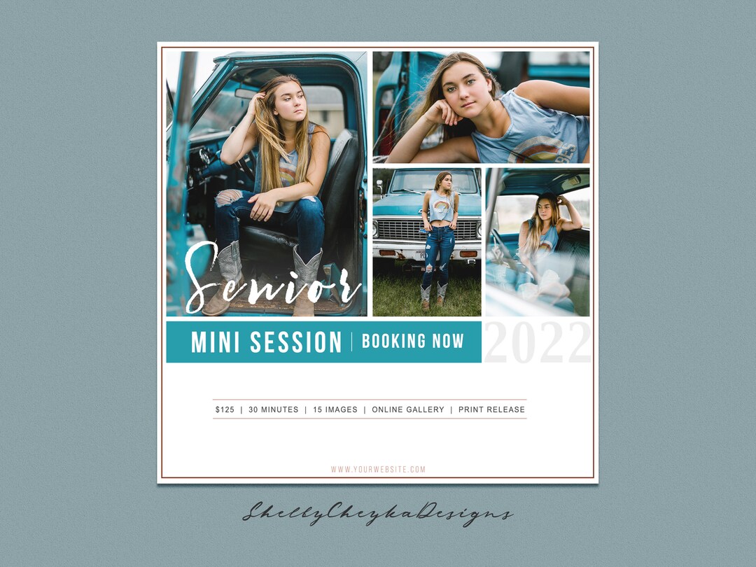 Senior Mini Session Template, Senior Portrait Session Marketing Card ...