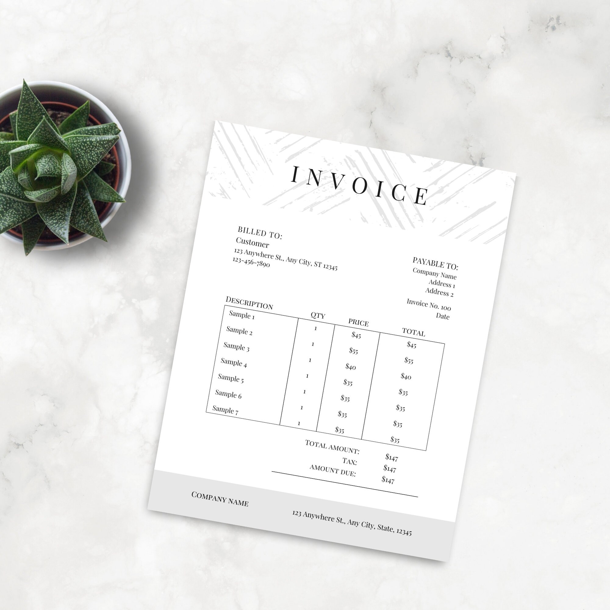 Simple Invoice Template | Canva Template | Minimalist Invoice | Office ...