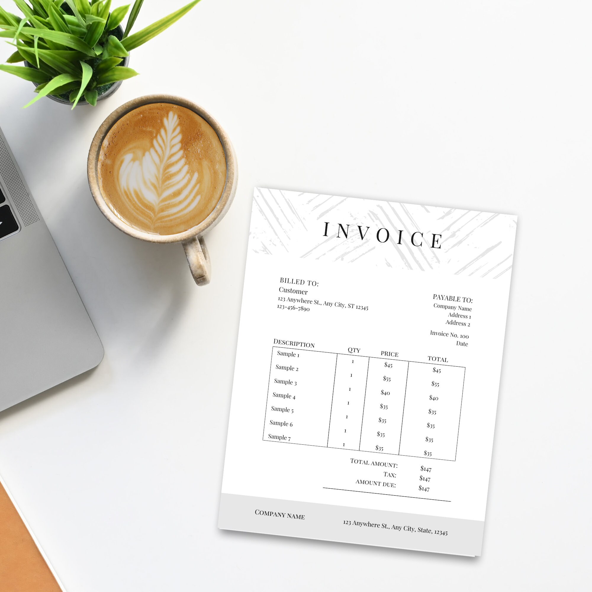 Simple Invoice Template | Canva Template | Minimalist Invoice | Office ...