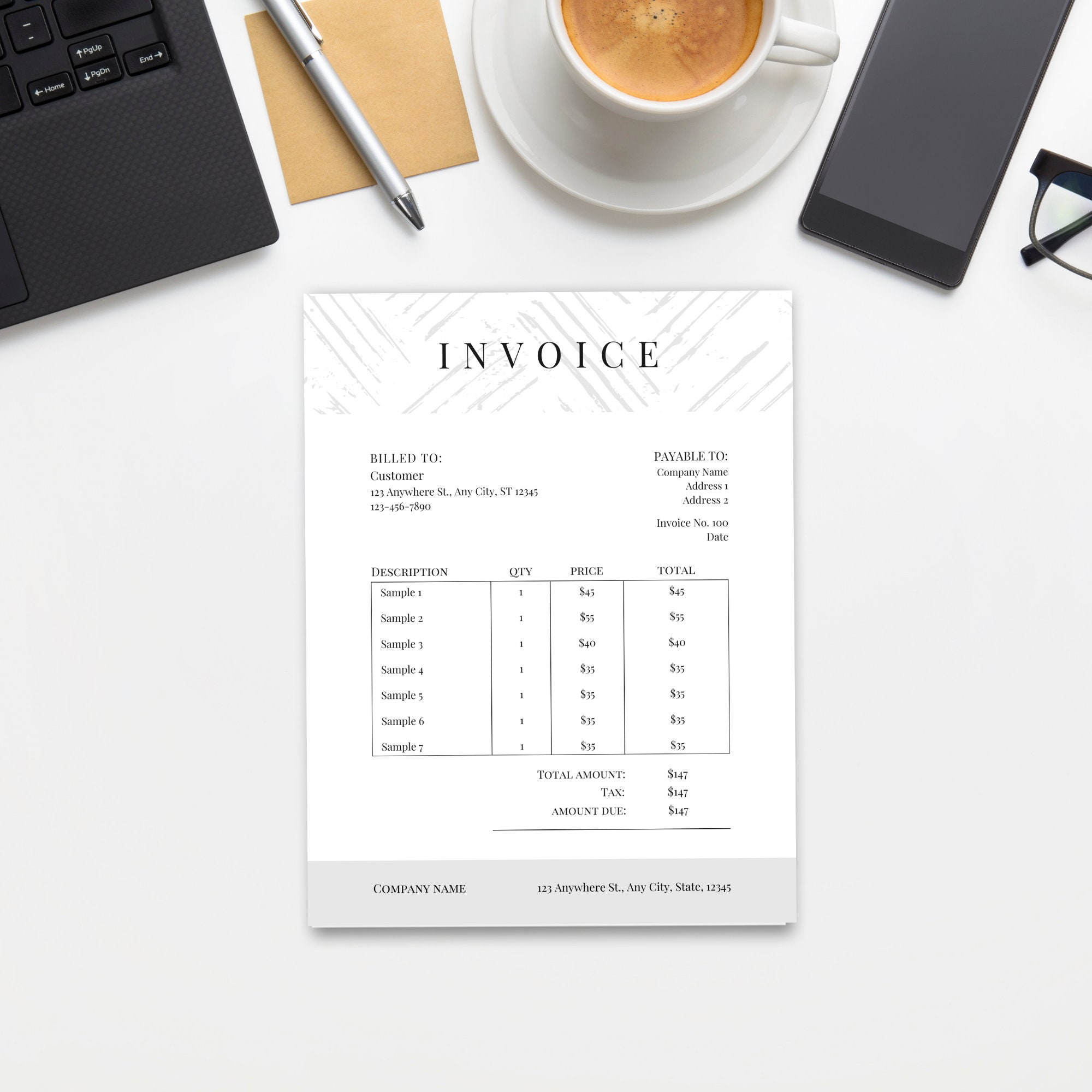 Simple Invoice Template | Canva Template | Minimalist Invoice | Office ...