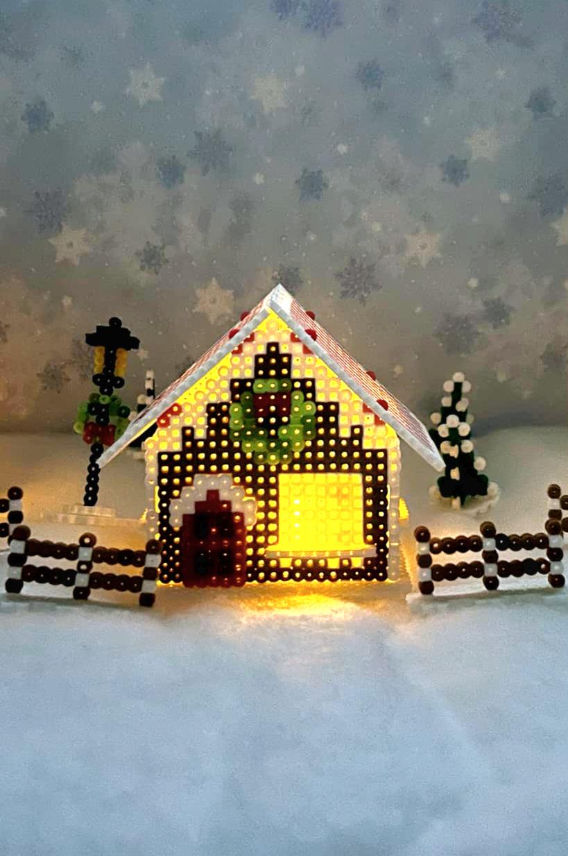Gingerbread Perler Bead House - Christmas Table Decor - DIY Kit Option ...