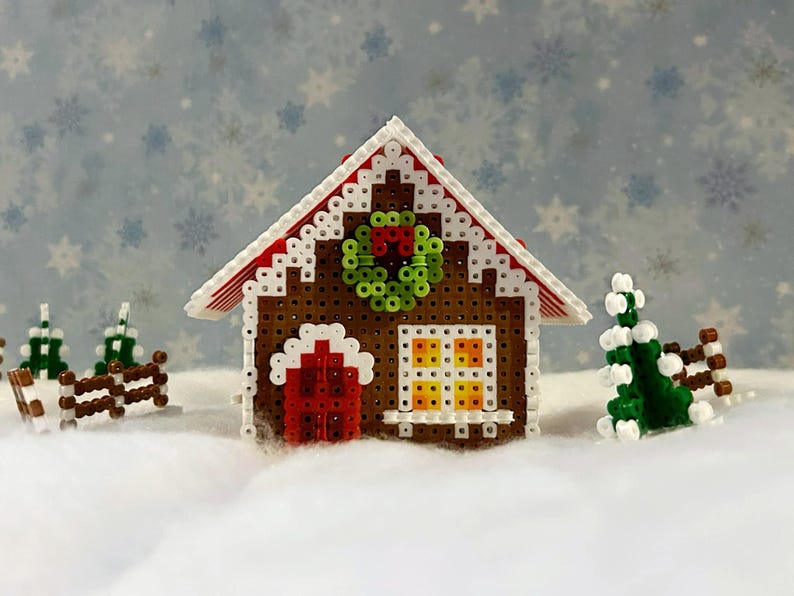 Gingerbread Perler Bead House - Christmas Table Decor - DIY Kit Option ...