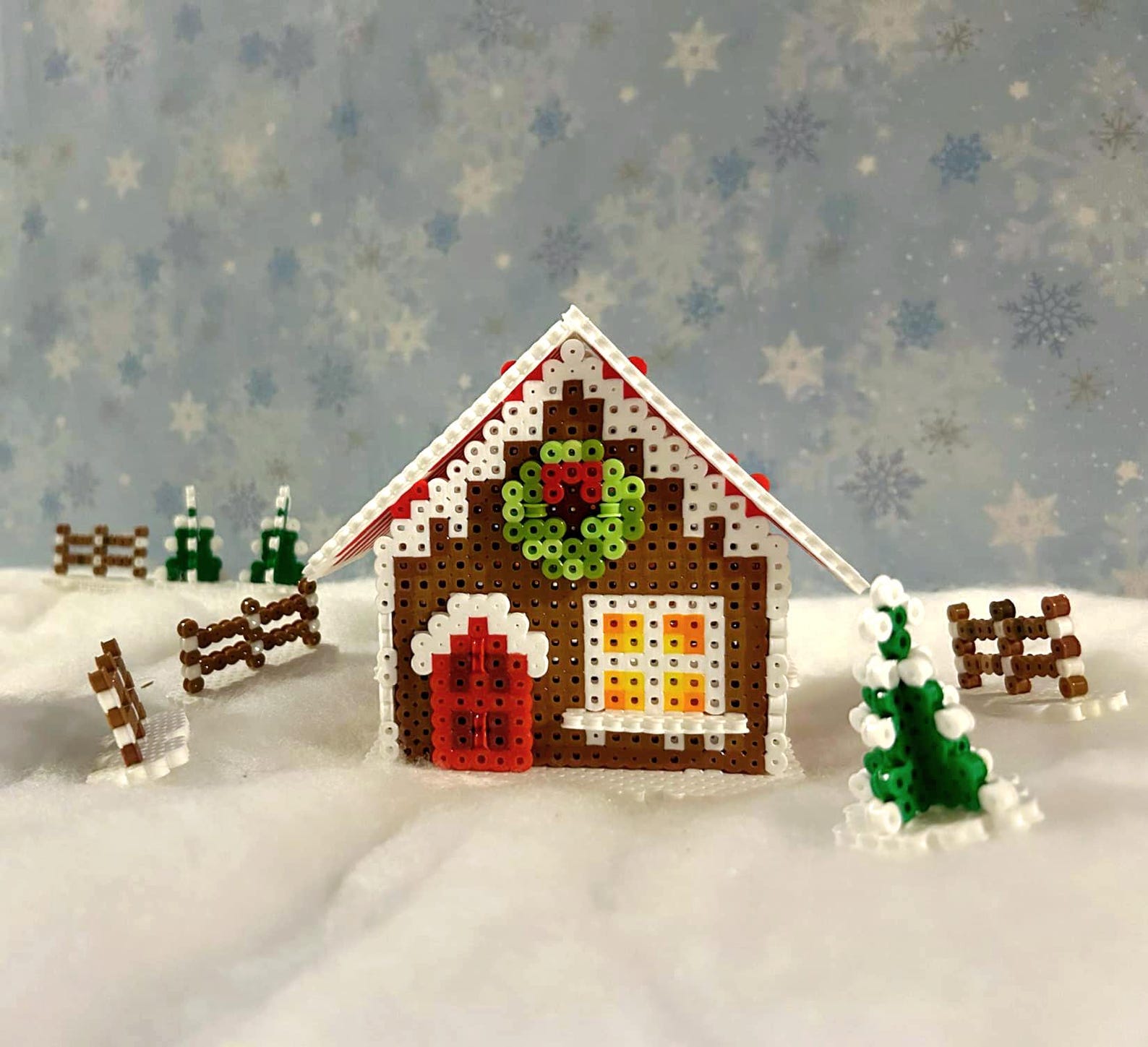 Gingerbread Perler Bead House - Christmas Table Decor - DIY Kit Option ...